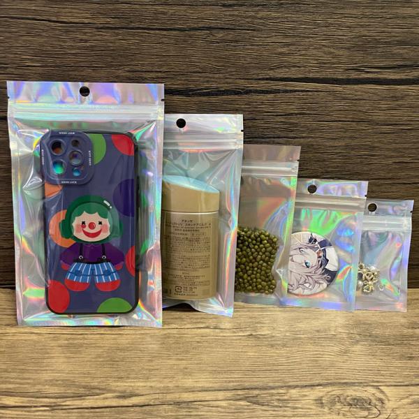 Quality Customize Small Laser Zip Mylar Holographic Laser Bags for sale
