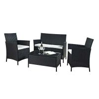 Quality 4 Pieces Rattan Wicker Outdoor Furniture Sofa Patio Set With Cushion for sale