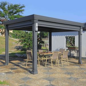 Quality Garden Aluminum Patio Pergola 10x10 European Style Louvered Pavilion for sale