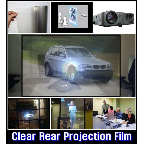 Quality 1.52x5 Meter transparent projection film , Holographic Rear Projection screen for sale
