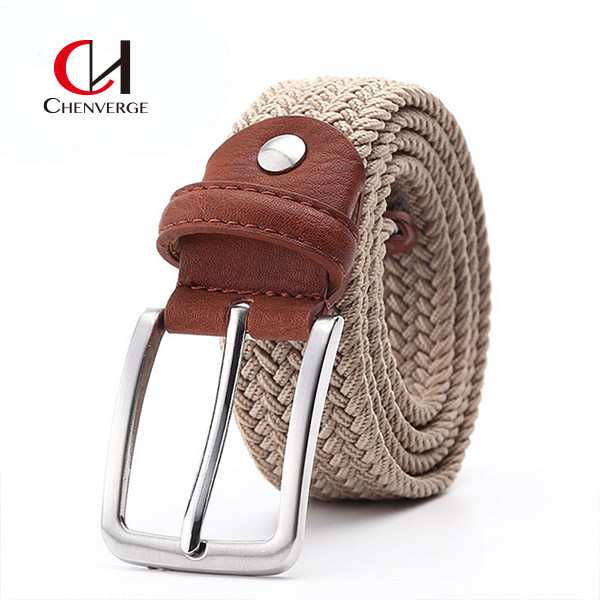 Quality 120CM Length Braided Elastic Belt Holeless Pin Buckle Smooth Surface for sale