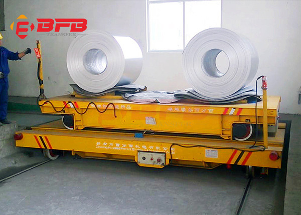 Quality Intelligent Charger Battery Operated Steel Coil Transfer Car Moving On Rail Road 50 Metric Ton Capacity for sale