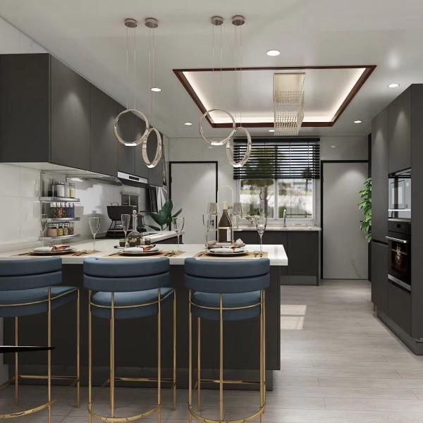Quality CE Black Kitchen Cabinets Modern With Particle Board & Plywood Materials Modern Kitchen Units for sale