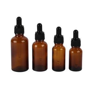 Quality Thick Cosmetic Dropper Bottle Dark Amber Glass Tincture Bottles 15ml 20ml 30ml for sale
