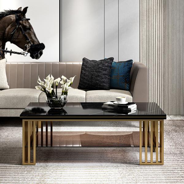 Quality Home Use Rectangle Coffee Table Mirror Finish Tea Table Marble Top for sale
