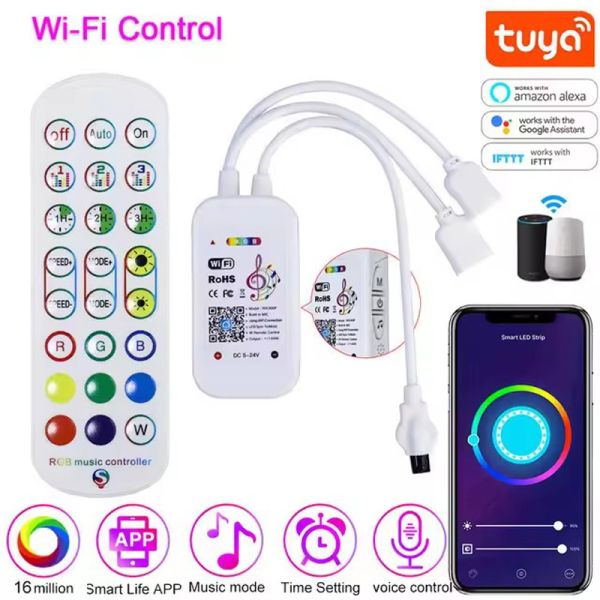 Quality 24Key Tuya WIFI LED Strip Controller Smart Alexa Google Home Remote Control for sale