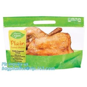 Quality chicken plastic bags for hot roast chicken packaging,with handle and zipper,anti for sale