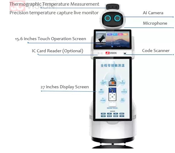 Quality JCVISION Thermal Imaging Reception Robot Visitor Management Humanoid Service for sale