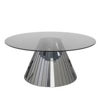 Quality Modern Mirrored Circle Glass Coffee Table For Contemporary Living Room 64x64 for sale