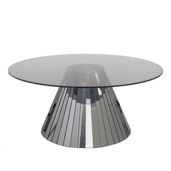 Quality Modern Mirrored Circle Glass Coffee Table For Contemporary Living Room 64x64 for sale