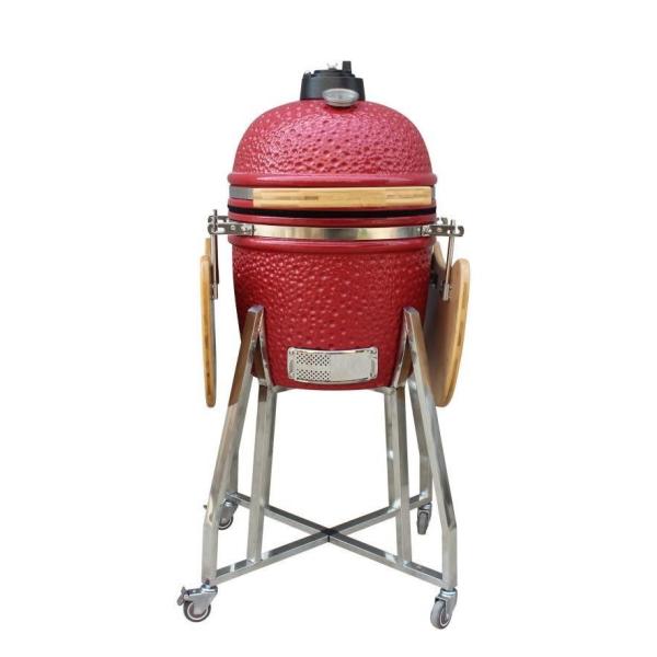Quality Outdoor Kamado Ceramic Barbecue High Degree Fired Resistance Red 39cm 15 Inch for sale