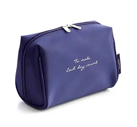 Quality Waterproof Washable Travel Nylon Cosmetic Bag Plain Toiletry Zippered Makeup Bag for sale