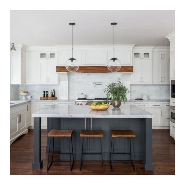 Quality Custom Luxury White Shaker Style Kitchen Cabinets with Melamine Board Carcase Material for sale