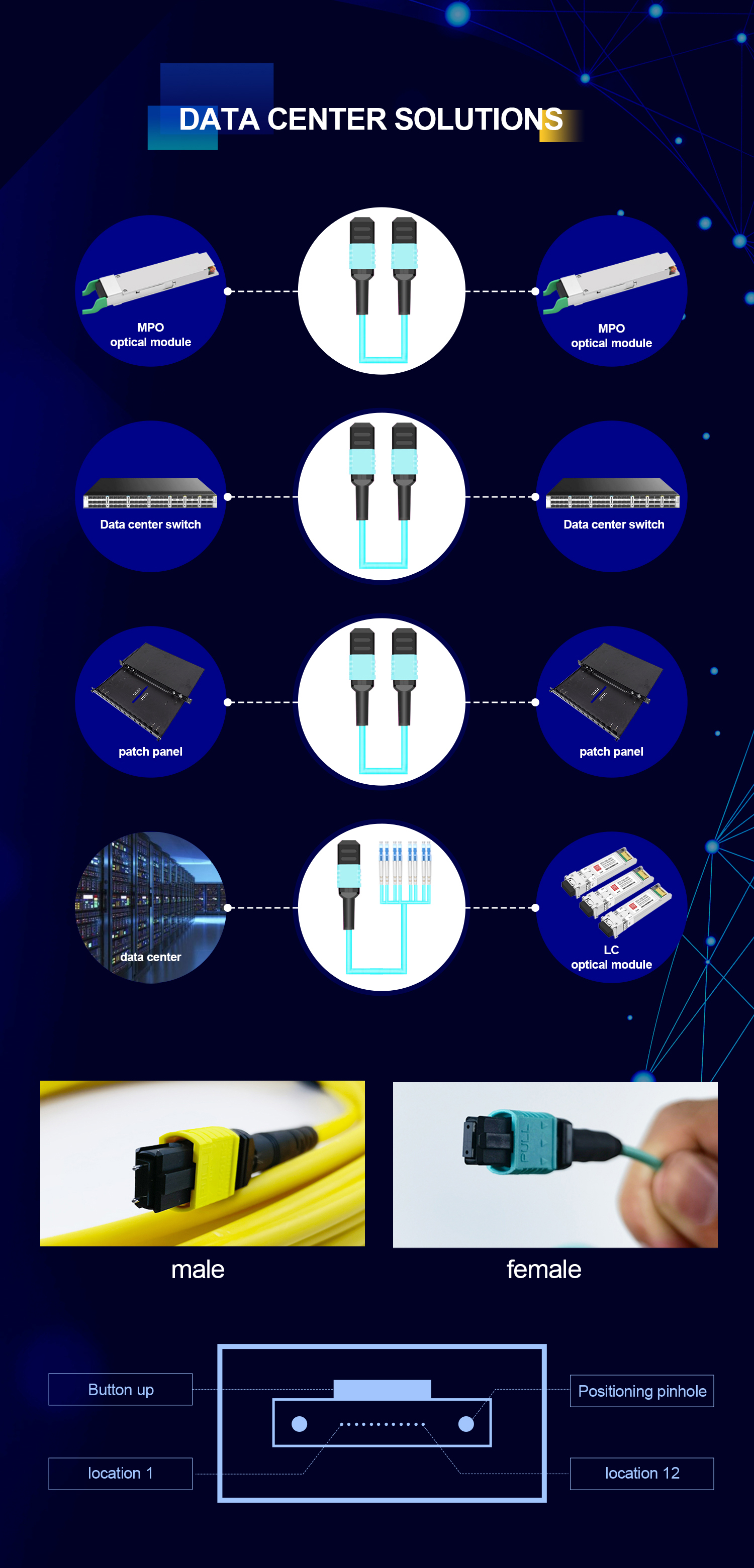 ISO9001 IEC TIA MPO MTP Cassettes Module 12 24 Fiber MPO To LC Cassette ...