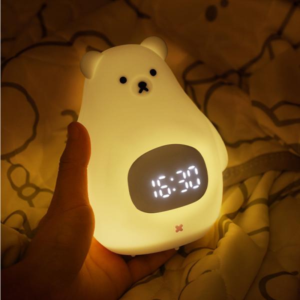 Quality Soft BPA-Free Silicone Kids Alarm Clock  Portable Children USB Rechargeable Nightlight for sale