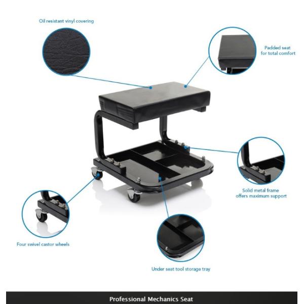 Quality Padded Heavy Duty Adjustable Mechanic's Roller Seat for sale