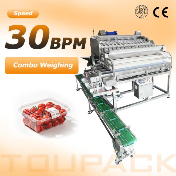 Quality Fruit Tray Sealing Packaging Line | With Automatic Tray Denester & Fruit Linear for sale