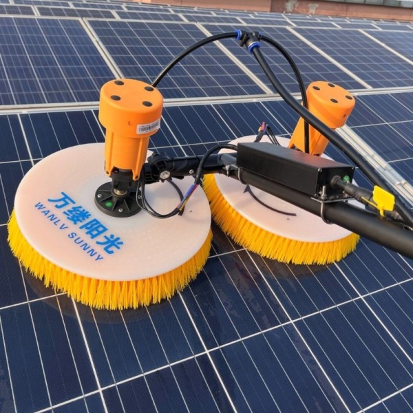 Quality 7.5m Telescopic Handle Portable Double-Head Rotating Brush for Solar Panel Cleaning for sale