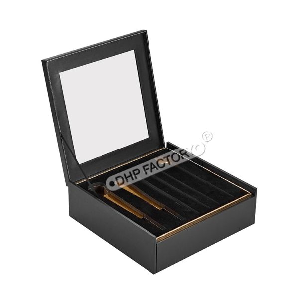 Quality Matte Black Rigid Gift Box Lamination Rigid Paper Boxes With Gold Foil Logo for sale