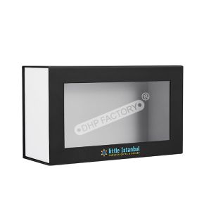 Quality OEM ODM Matte Black Magnetic Gift Box With Clear Pvc Window Eco Friendly for sale