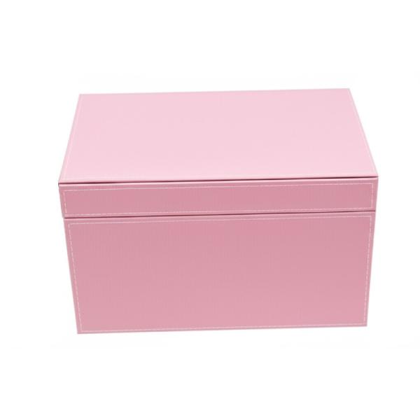 Quality Decorative Faux Leather Closet Storage Boxes With Lid Handcrafted MDF Frame for sale