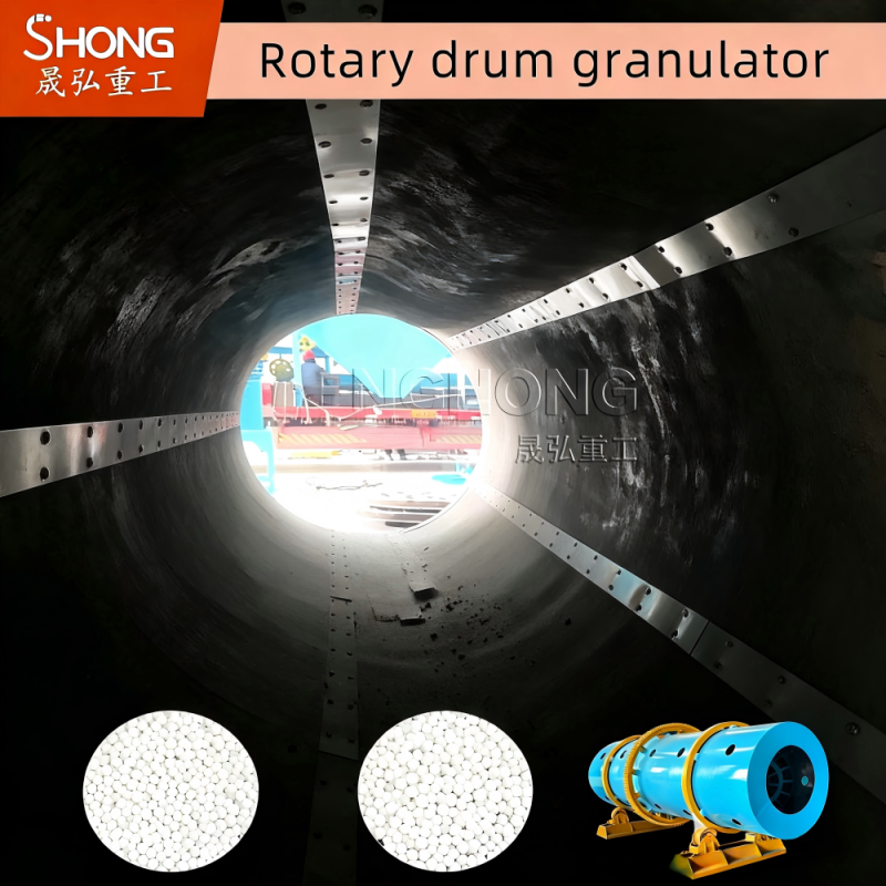 Detailed view of fertilizer granulator machine structure
