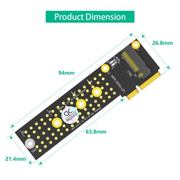 Quality M.2 (NGFF) Nvme SSD to Mini PCIe Adapter M.2 NGFF Key-M Adapter for sale