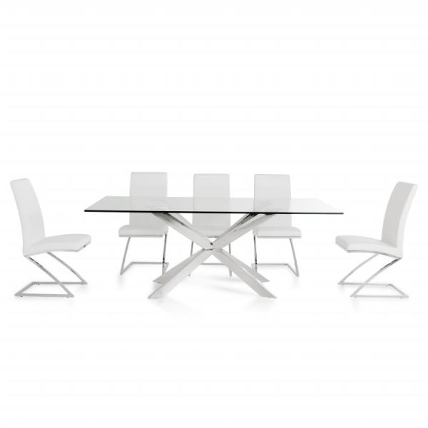 Quality Tempered Glass Top 0.3m3 67kgs Steel Dining Set for sale
