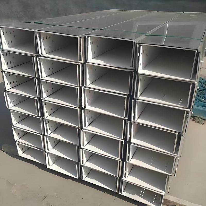 Close-up view of cable tray slots