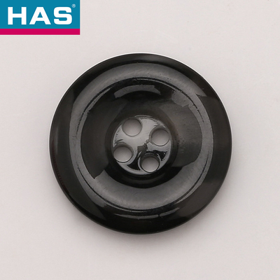 Quality Polyester Black 4 Hole Buttons 21mm / 25mm Decorative Buttons For Crafts for sale