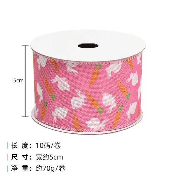 Quality Egg And Rabbit Easter Wired Ribbon 50mm 5cm Easter Bunny Ribbon for sale