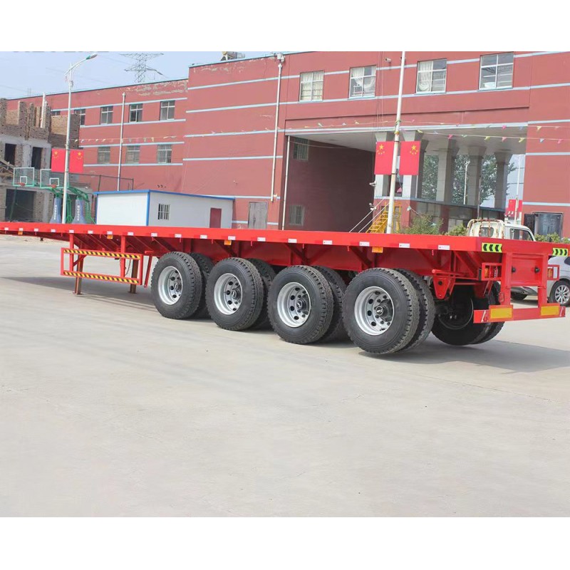 High-Capacity Four-Axle Container Flatbed Trailer for Efficient Cargo Transport