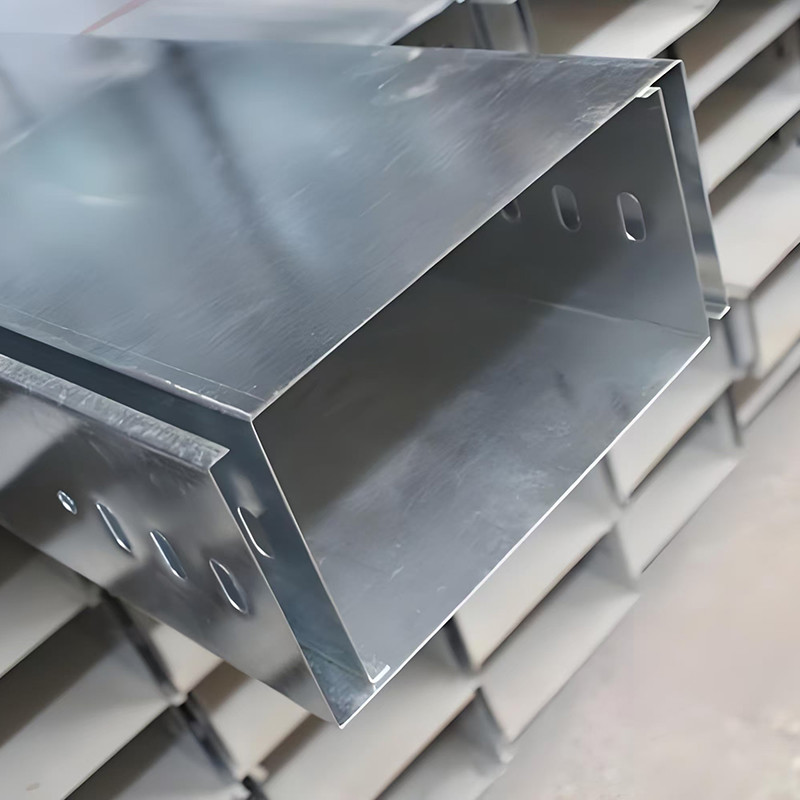 Close-up view of cable tray slots and construction
