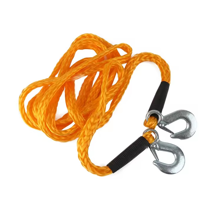 Quality 4 Meters Heavy Duty Car Towing Rope Strap With 2 Forged Steel Hooks for sale