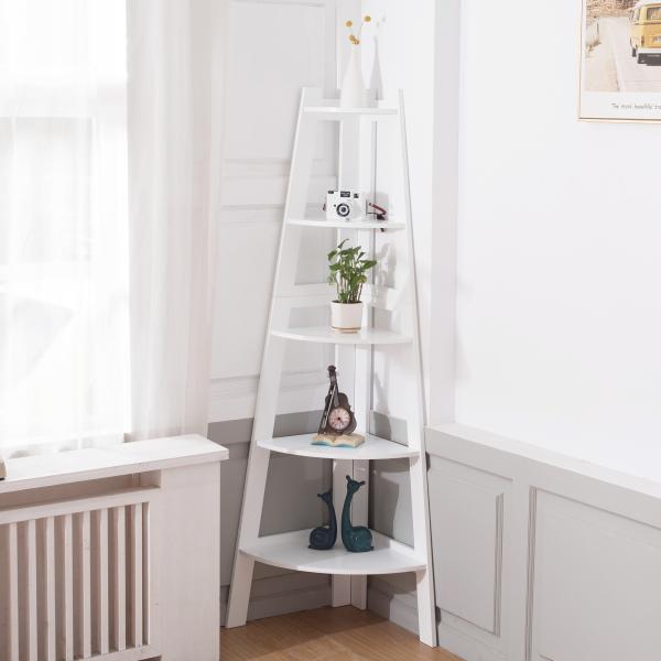 Quality Space Saving 15kg Trapezoidal Wooden Corner Bookshelf for sale