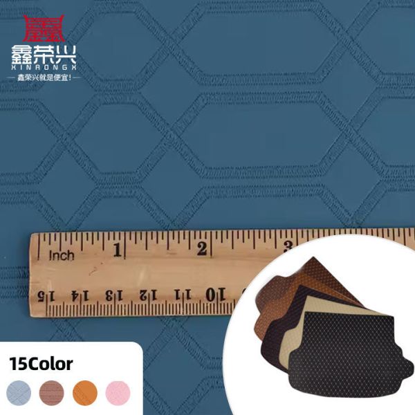 Quality PVC Imitation Embroidery Hexagon Artificial Synthetic Leather for Car Foot Car Seats Sofa Decorate Bag Faux Leather Fabric for sale