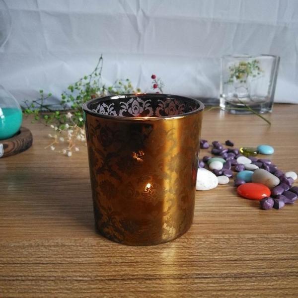 Quality Copper Glass Candle Holders With Laser Engrave Pattern for sale