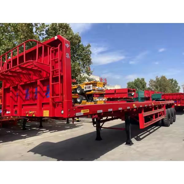 Quality CIMC 3 Axle 12400*2610*1550mm Customized Design Side Column Flatbed Semi Trailer for sale
