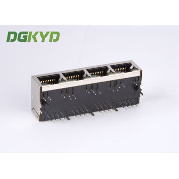 Quality Factory price metal shielded 1x4 cat5 quad port rj45 connector with LED for sale