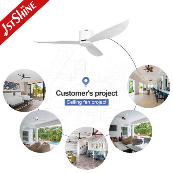 Quality White Modern Flush Mount Ceiling Fan , DC Motor Kitchen Fan Light for sale