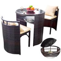 Quality Patio Rattan Dining Table Set Luxury Garden Restaurant Chair Furniture for sale