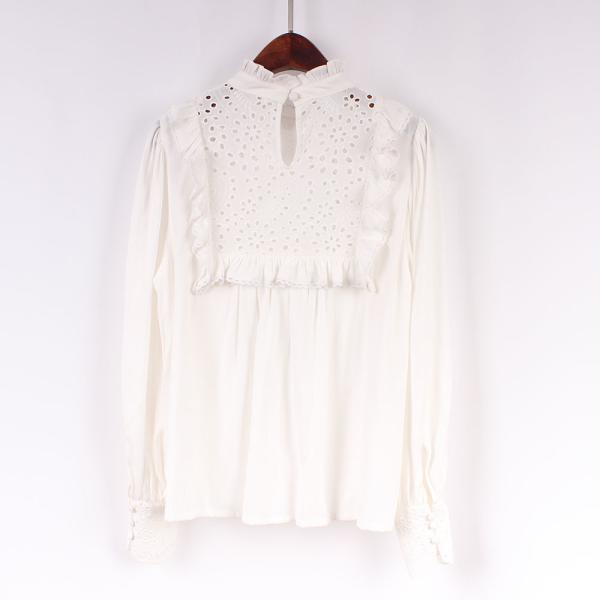 Quality Embroidery Trims Tencel Rayon White Women Blouse for sale