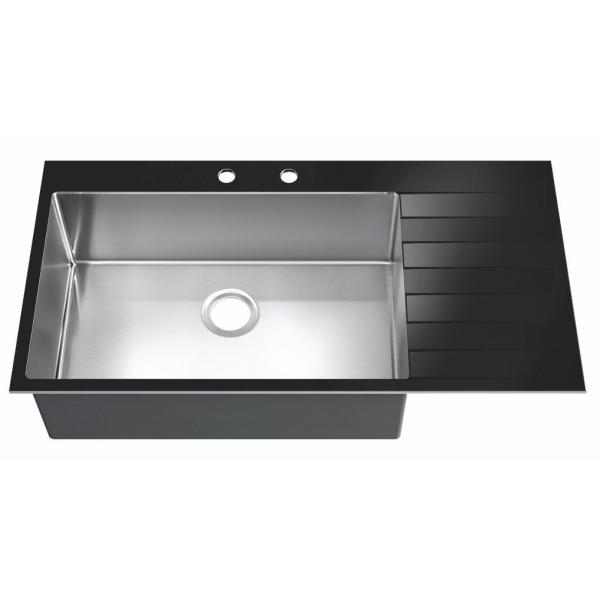 Quality Farmhouse Kitchen Sink With Drainboard With Sound Reduction Brushed Finish for sale