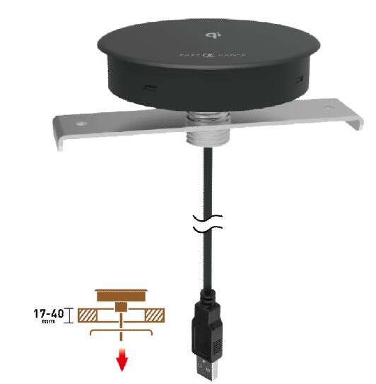 Quality 9V 1.75A Hudly Invisible Built In Wireless Charger Desk With 1.5M USB Cable for sale
