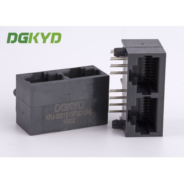 Quality Customized PBT black tab down 1 x 2 double port RJ45 keystone jack for sale