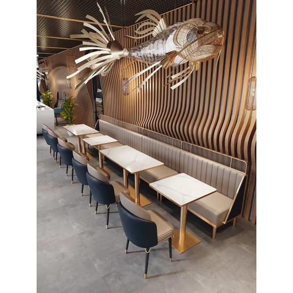 Quality Luxury Restaurant Booth Seating Combination Leather Metal Marble Table for sale