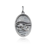 Quality Exquisite Iron Meteorite 925 Sterling Silver Eye Of Horus Pendant for sale
