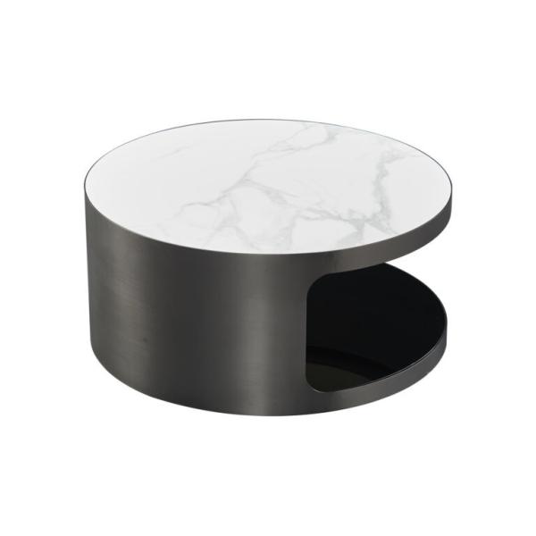 Quality Brushed Titanium Round Nordic Coffee Table Ceramic Top Sophisticated for sale