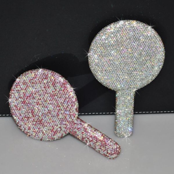 Quality Light Pink Circle Rhinestone Mirror for On-the-Go Touch Ups and Makeup Application for sale