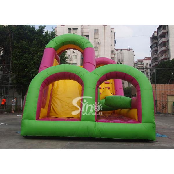 Quality 12m long giant commercial inflatable obstacle course with big slide for kids for sale